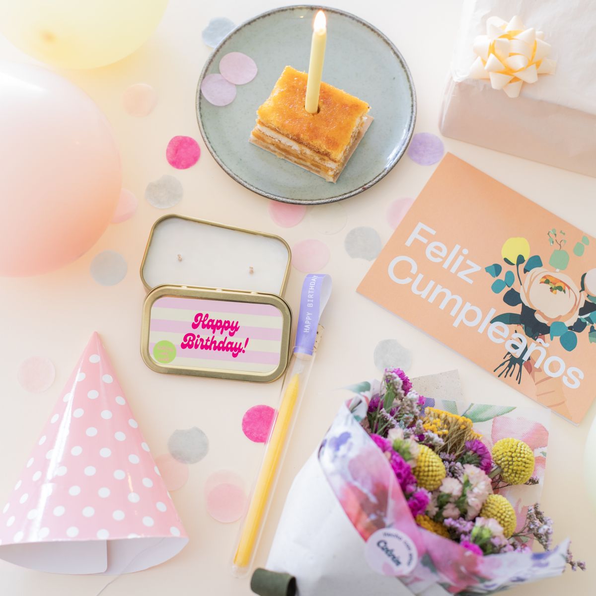Pack Cumple: Mini Ramo con Velas y Dedicatoria | Colvin España