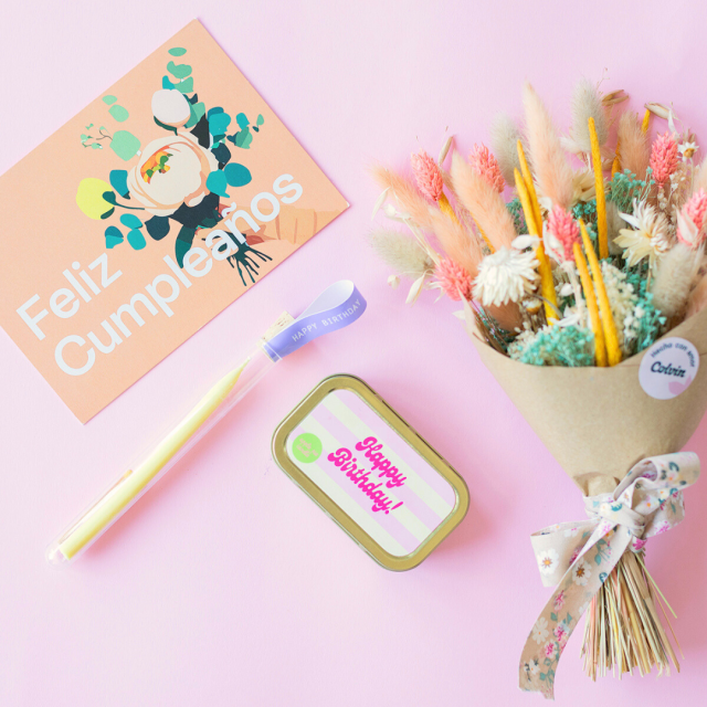Pack Cumple: Mini Ramo con Velas y Dedicatoria | Colvin España