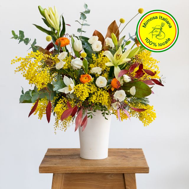 Ramo de mimosa, tulipanes y lirios blancos - Festa dell | Colvin España